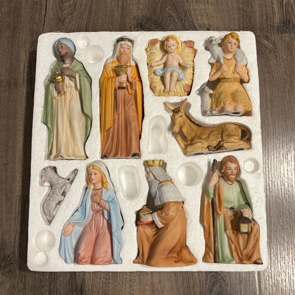 Homco | Holiday | Vtg Homco Nativity 9 Piece Set Bisque Ceramic Baby ...
